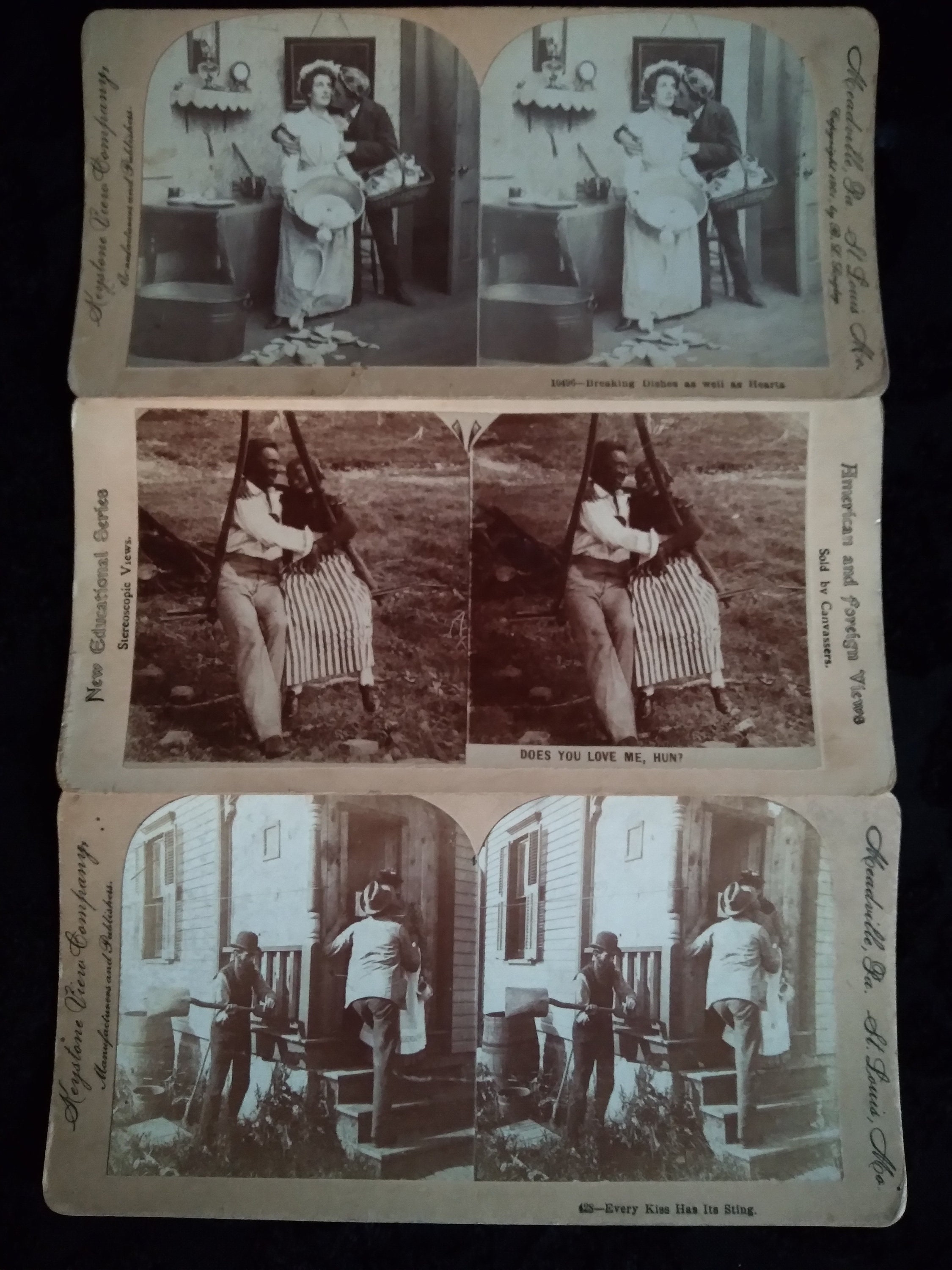 3 Humorous Antique Stereoscope Photo Cards / Funny Couples in - Etsy