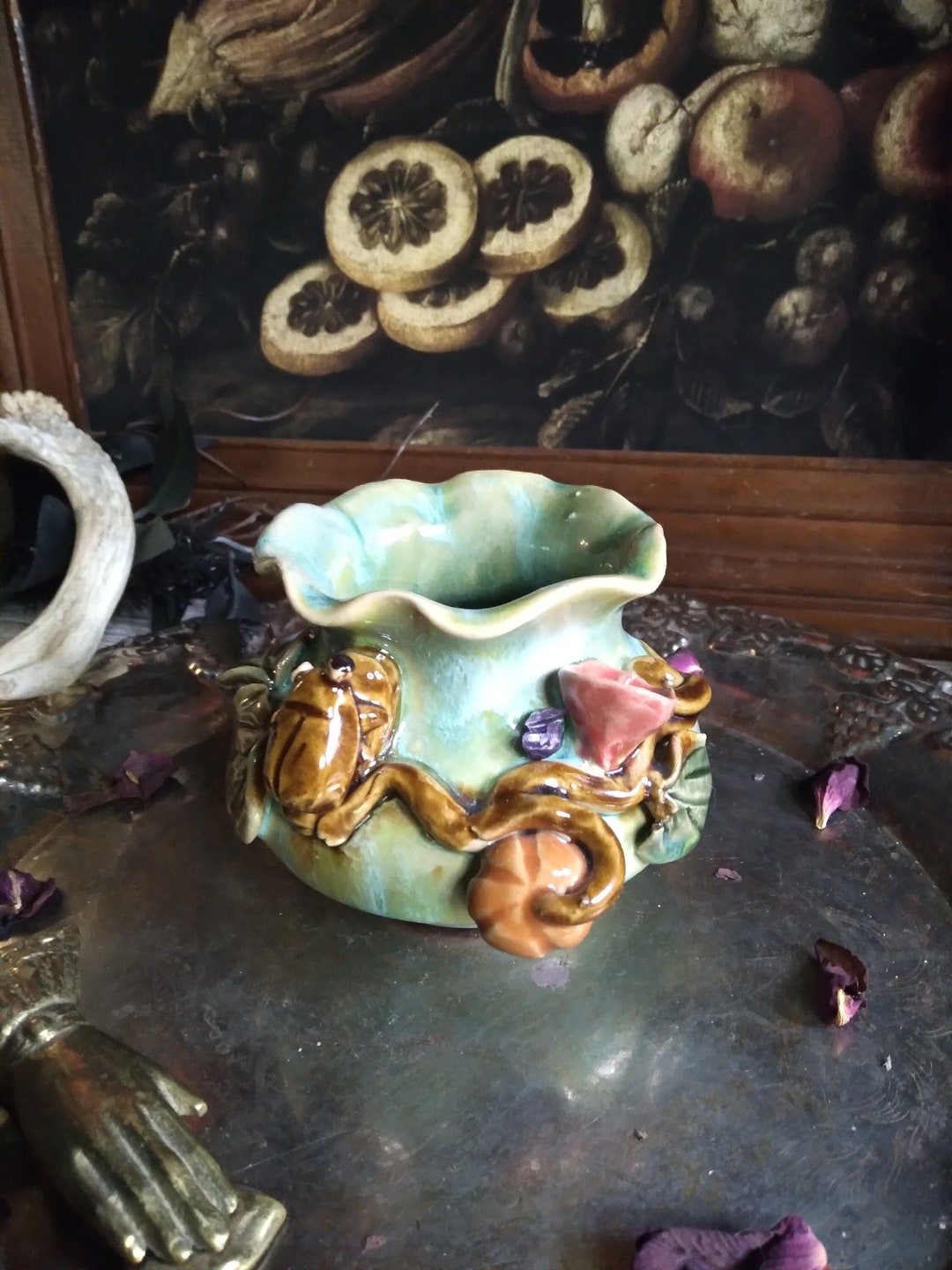 Vintage Pumpkin Vase / Swamp Witch Bug Vase / Indoor Plant Pot ...