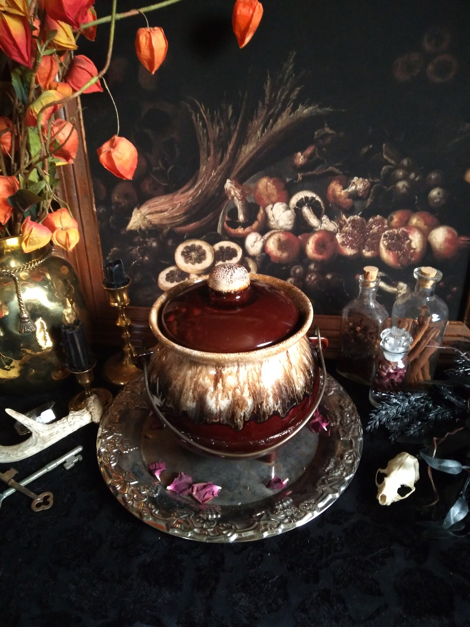 Large Vintage Witch Cauldron / Footed Ceramic Lidded Cauldron - Etsy