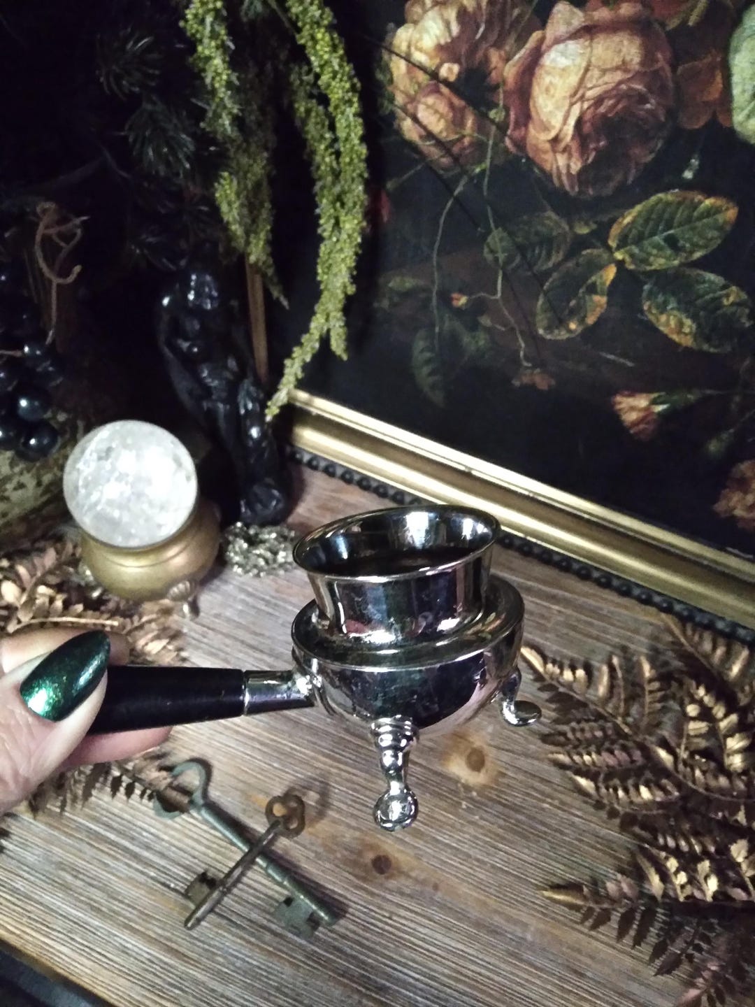Vintage Silver Footed Pour Witch Cauldron / Mini Cauldron / Triple Foot ...