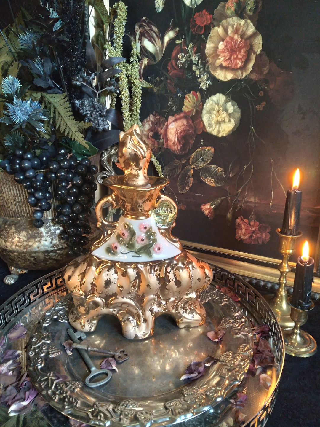 Vintage Baroque Gold Floral Decanter / Potion Spell Jar / Moon Water ...