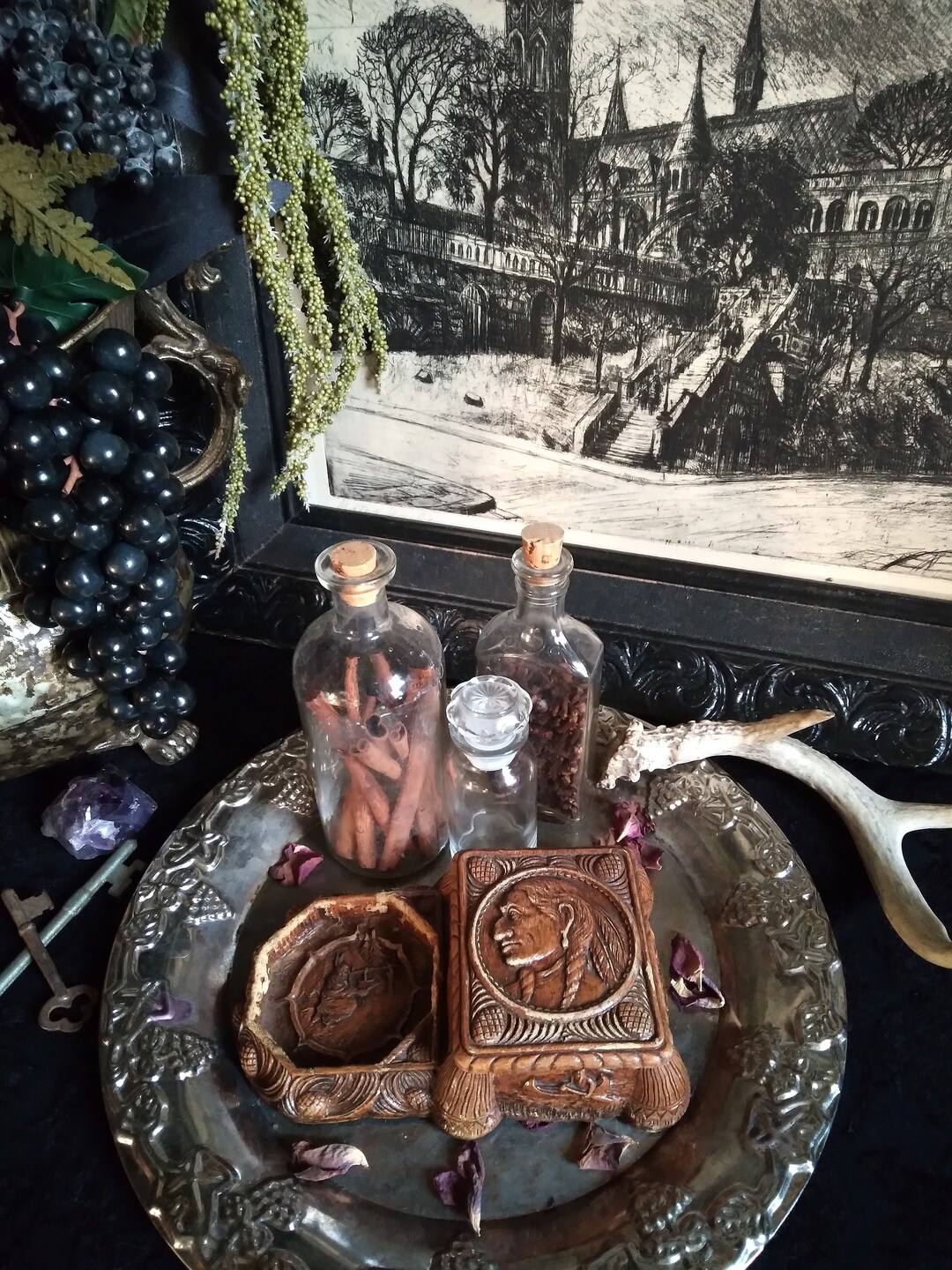 Vintage BVR Wood Tobacco Box / Native American Bur Wood Box / Altar Box ...