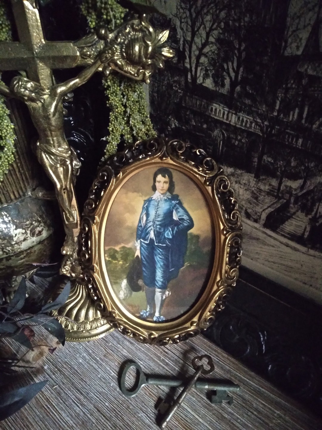 Vintage Baroque Boy in Blue Portrait Wall Plaque / Gothic Wall Hanging ...