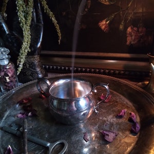 Vintage Silver Cauldron / 2 Handle Cauldron / Gothic Ritual Altar Dish ...