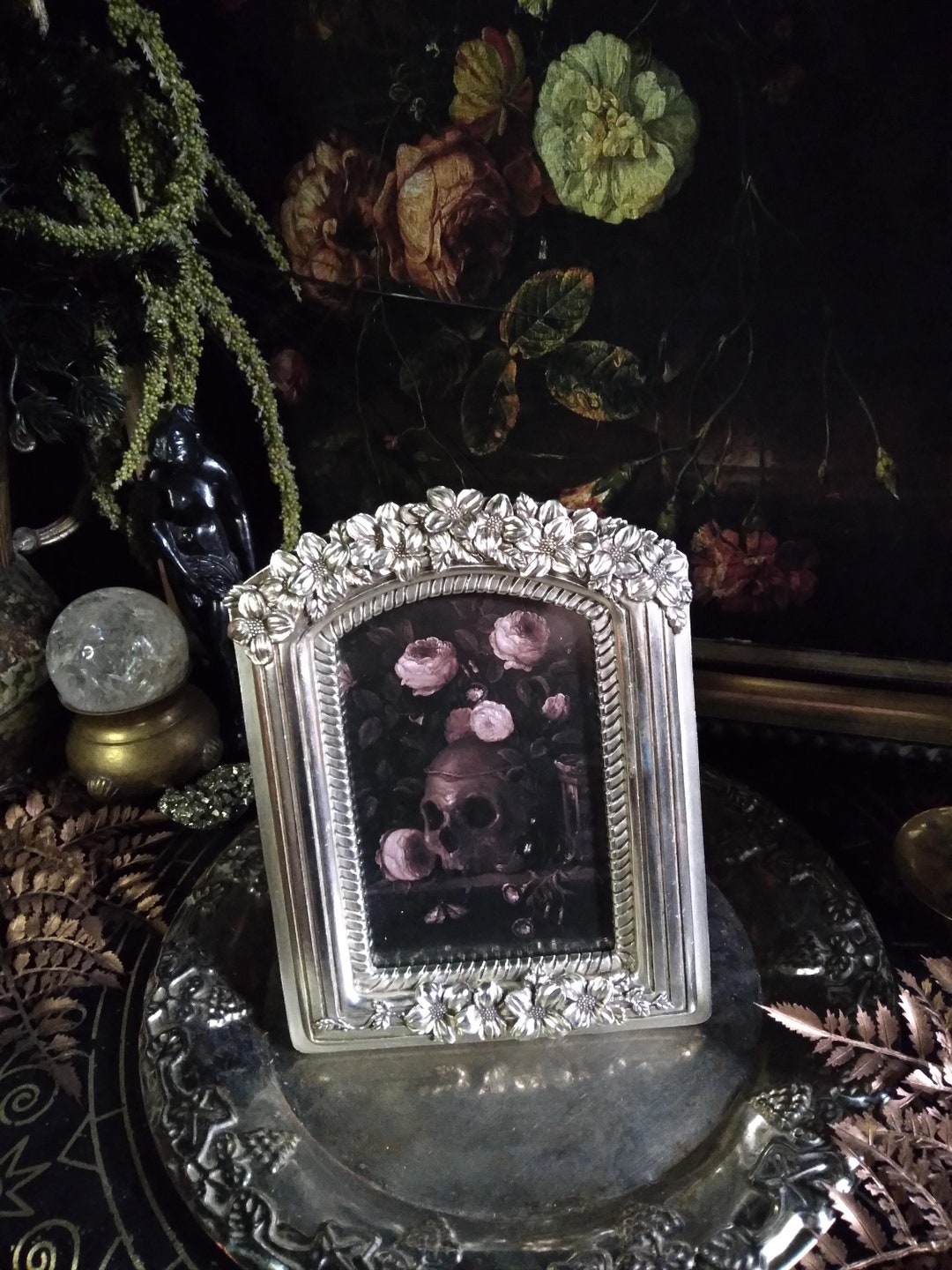 Vintage Art Nouveau Silver Photo Frame / Opulent Floral Picture Frame ...