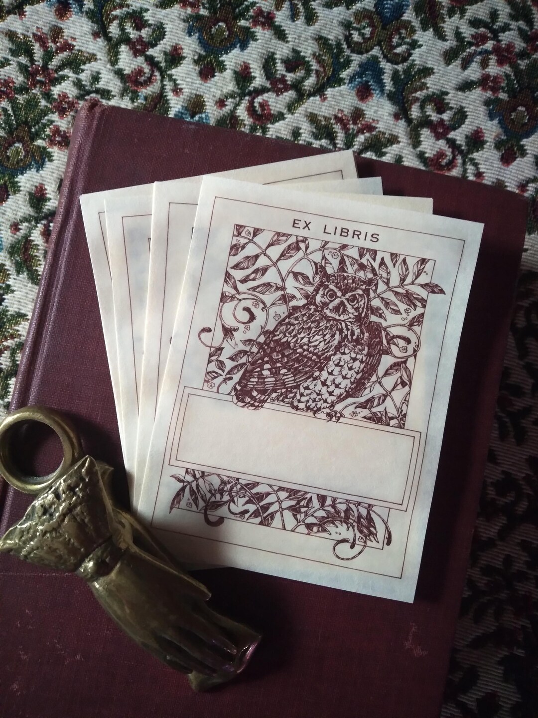 10 Vintage Owl Book Plates / Ex Libris Book Name Labels Unused Vintage ...