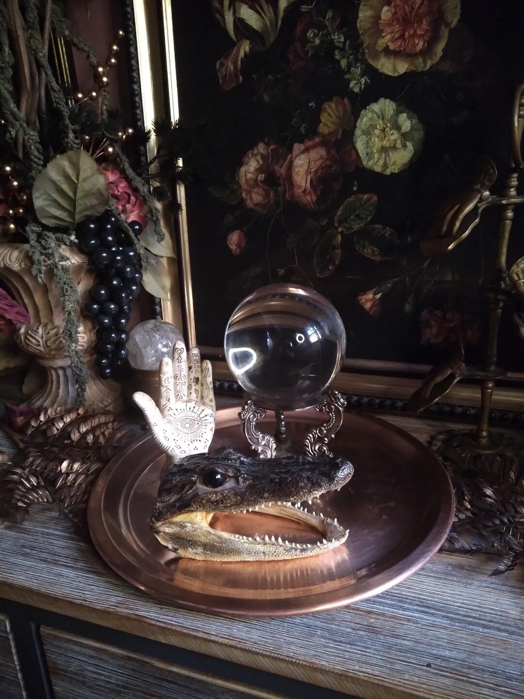 Vintage Copper Altar Tray / Persephone Floral Engraved Copper Ritual ...