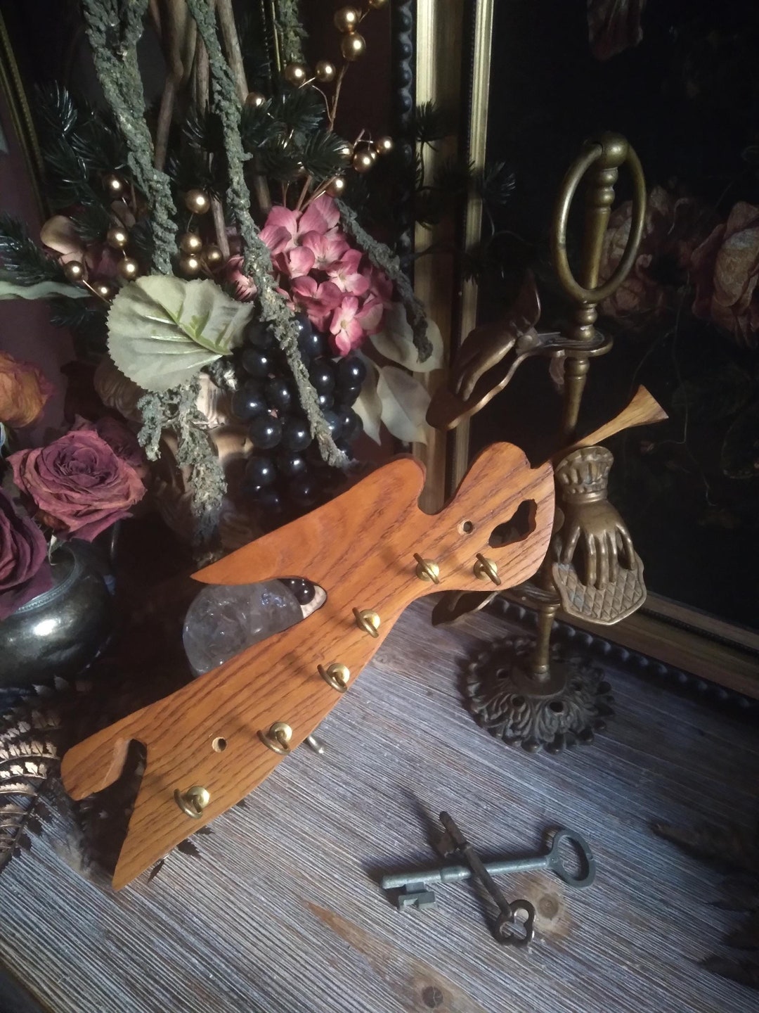 Vintage Herb Rack / Wooden Angel Hook Hanger Folk Art / Primitive ...