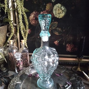 Vintage Glass Grape Decanter / Potion & Spell Jar / Moon Water Jar ...