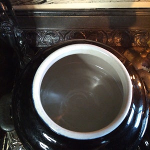 Large Vintage Witch Cauldron / Ceramic Lidded Cauldron With Footed ...