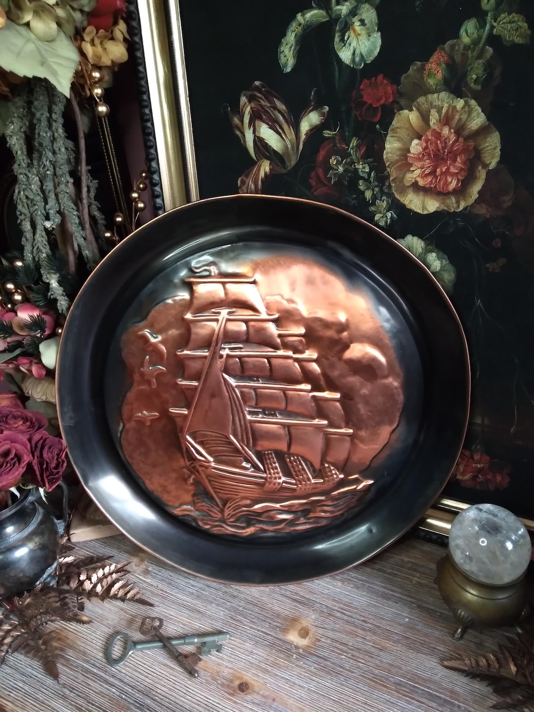 Vintage Copper Ship Wall Decor / Historical Sailing Ship Wall Hanging ...