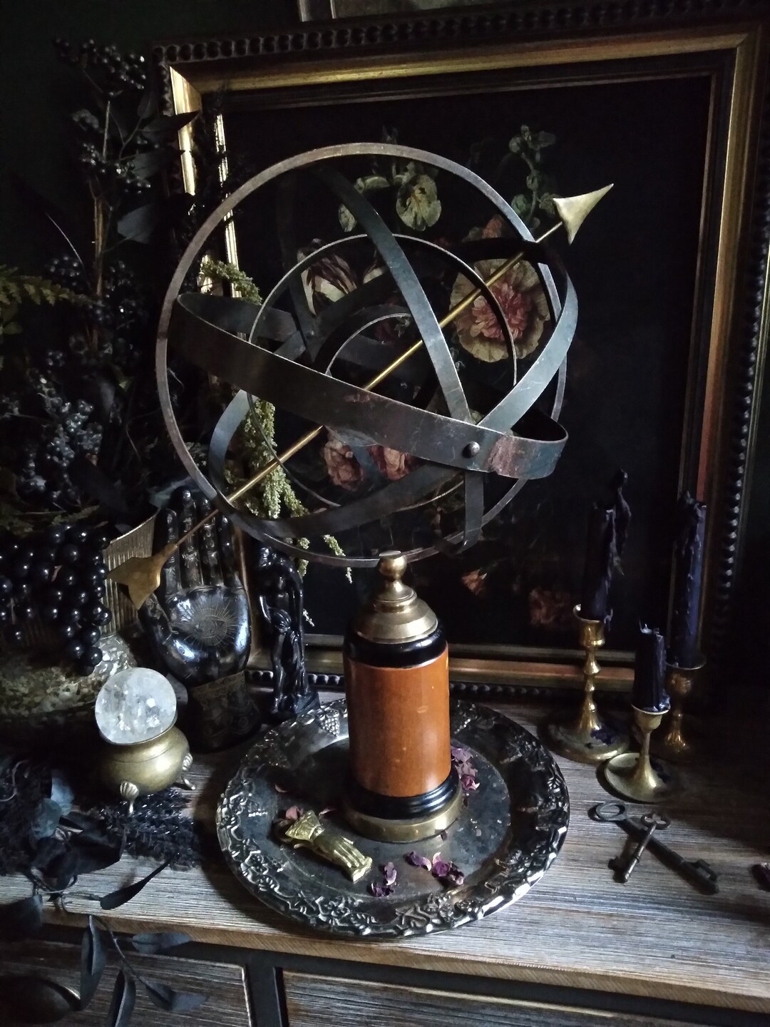 Vintage Iron Armillary Sphere With Arrow / Nautical Maritime Globe ...