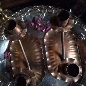 2 Vintage Gregorian Copper Double Scroll Candlesticks / Hand Hammered ...