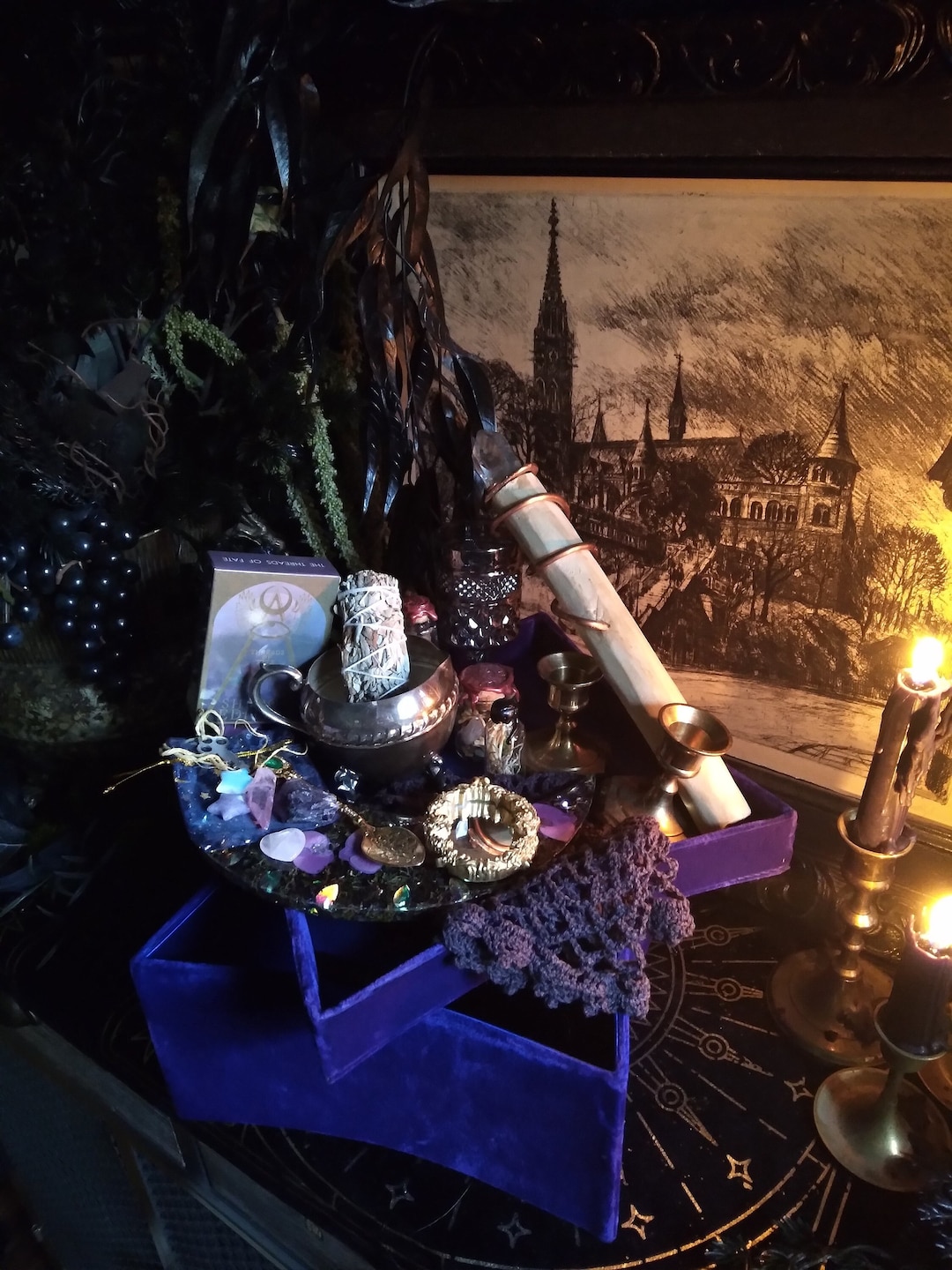 Vintage Celestial Witch Travel Altar Kit / Dark Lunar Crystal Star ...