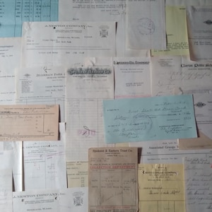 1919 & 1920s Vintage Receipts and Invoices Pack / Vintage Ephemera ...