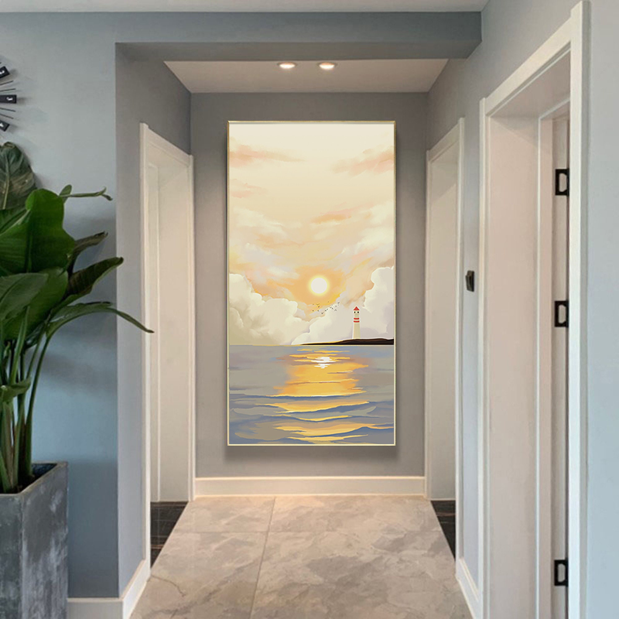 Sea Art Illustration Art Lighthouse Bohemian Warmth Modern Wall Art ...