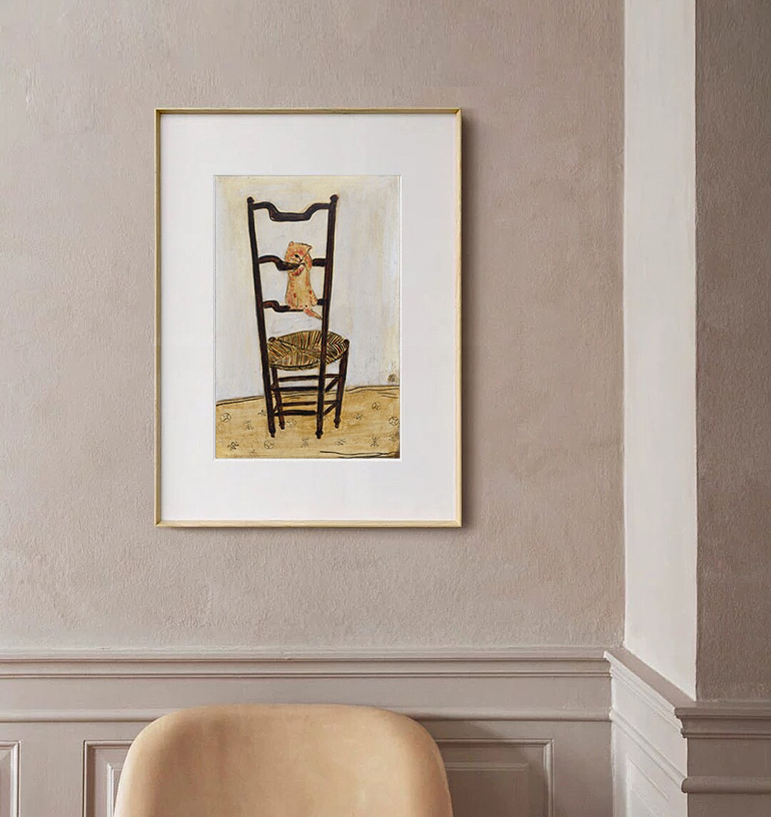 Kitten Clambering up a Chair SANYU Retro Art|wall Art,printable,digital ...