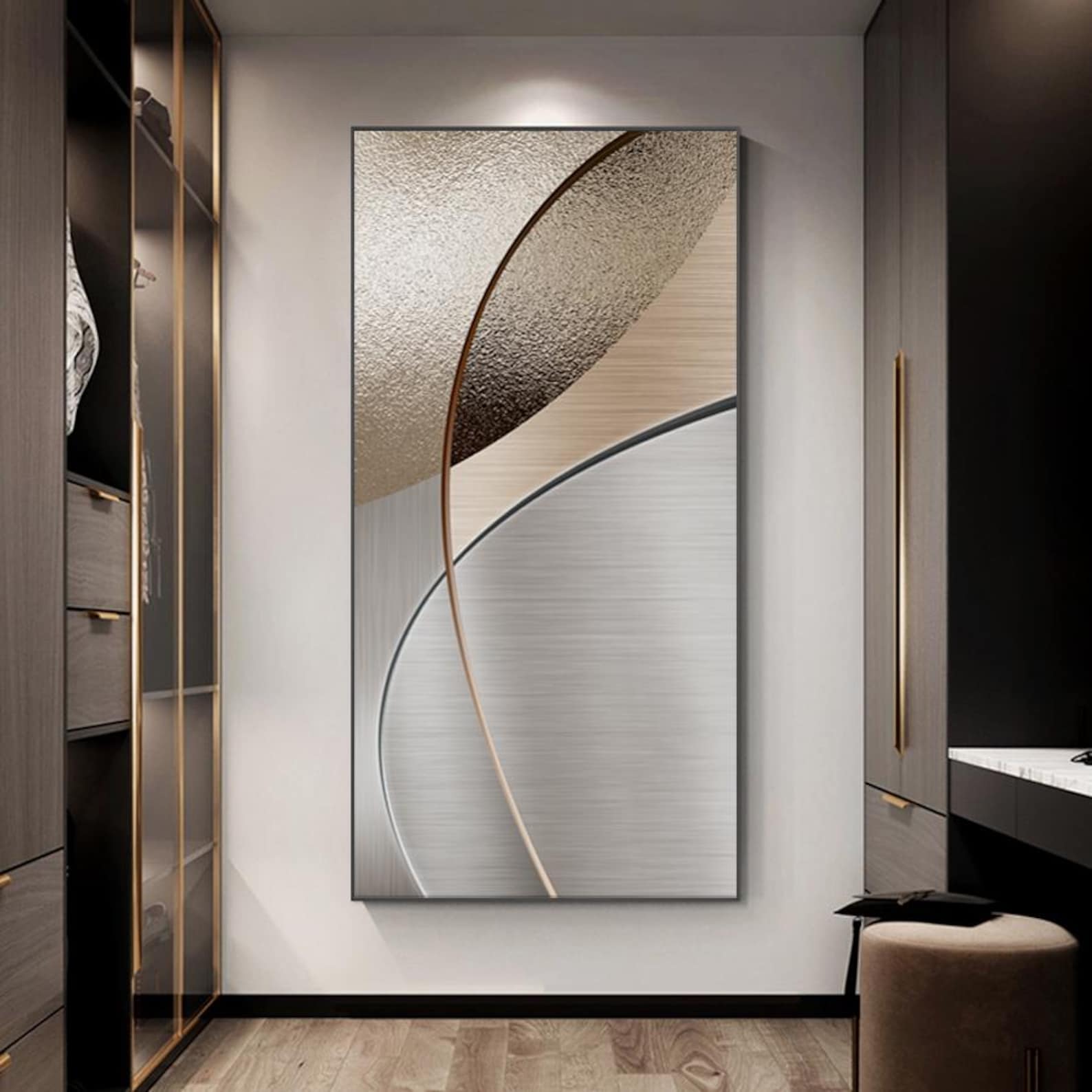 Curved Lines in Modern Light Luxury Art Large Abstract Painting ...