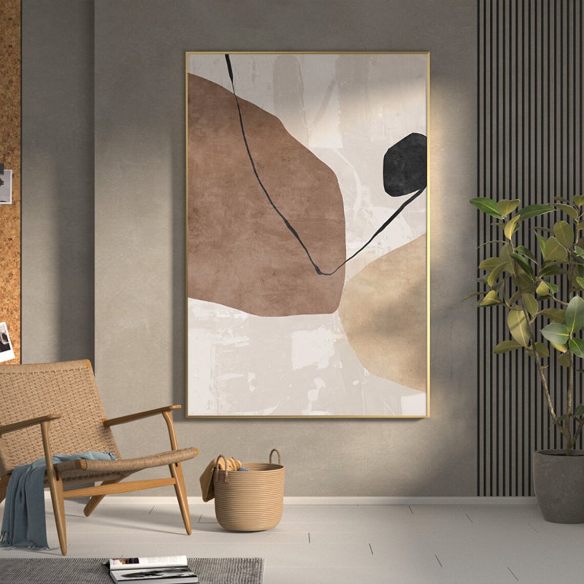 Neutral Abstract Large Abstract Painting| Wall Art, Printable, Digital ...