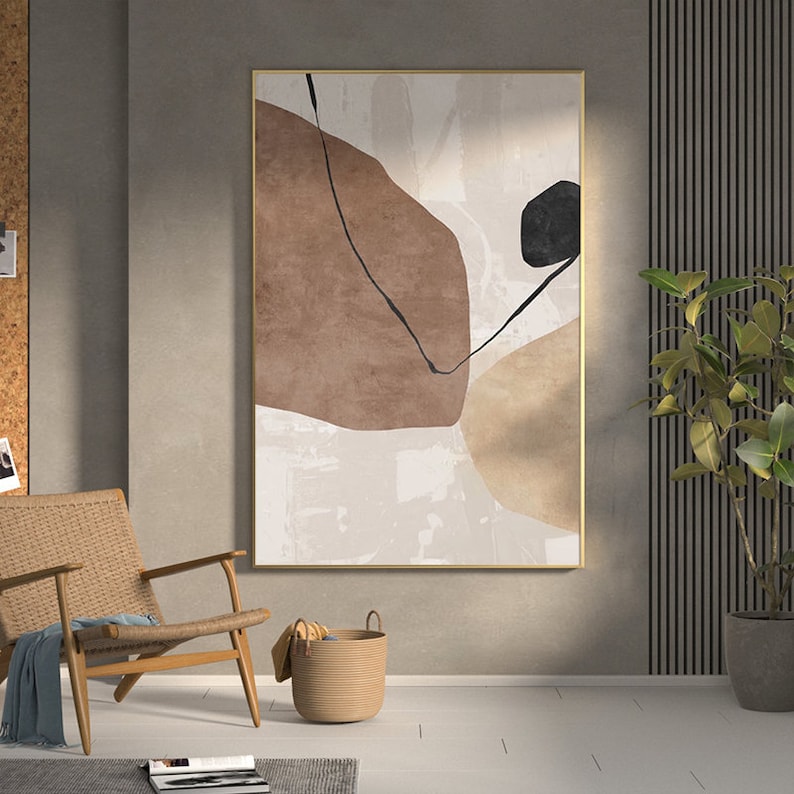 Neutral Abstract Large Abstract Painting| Wall Art, Printable, Digital ...