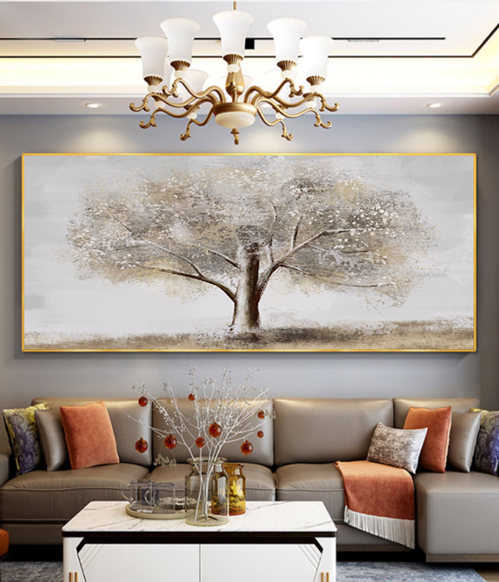 The Tree of Wealth Abstract Large Modern Wall Art | Vintage Decor| Home ...