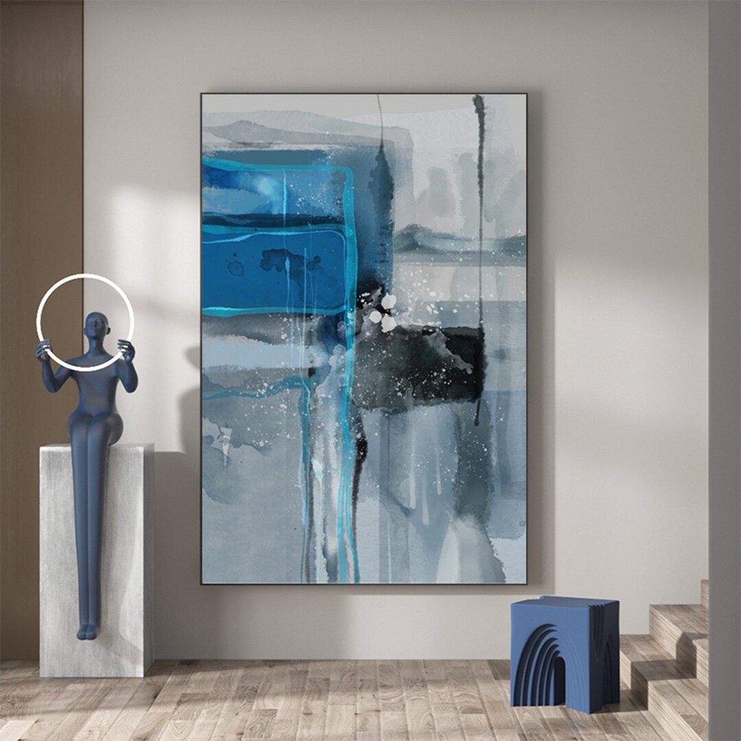 Blue Watercolor Abstract Line Art | Wall Art, Printable, Digital ...