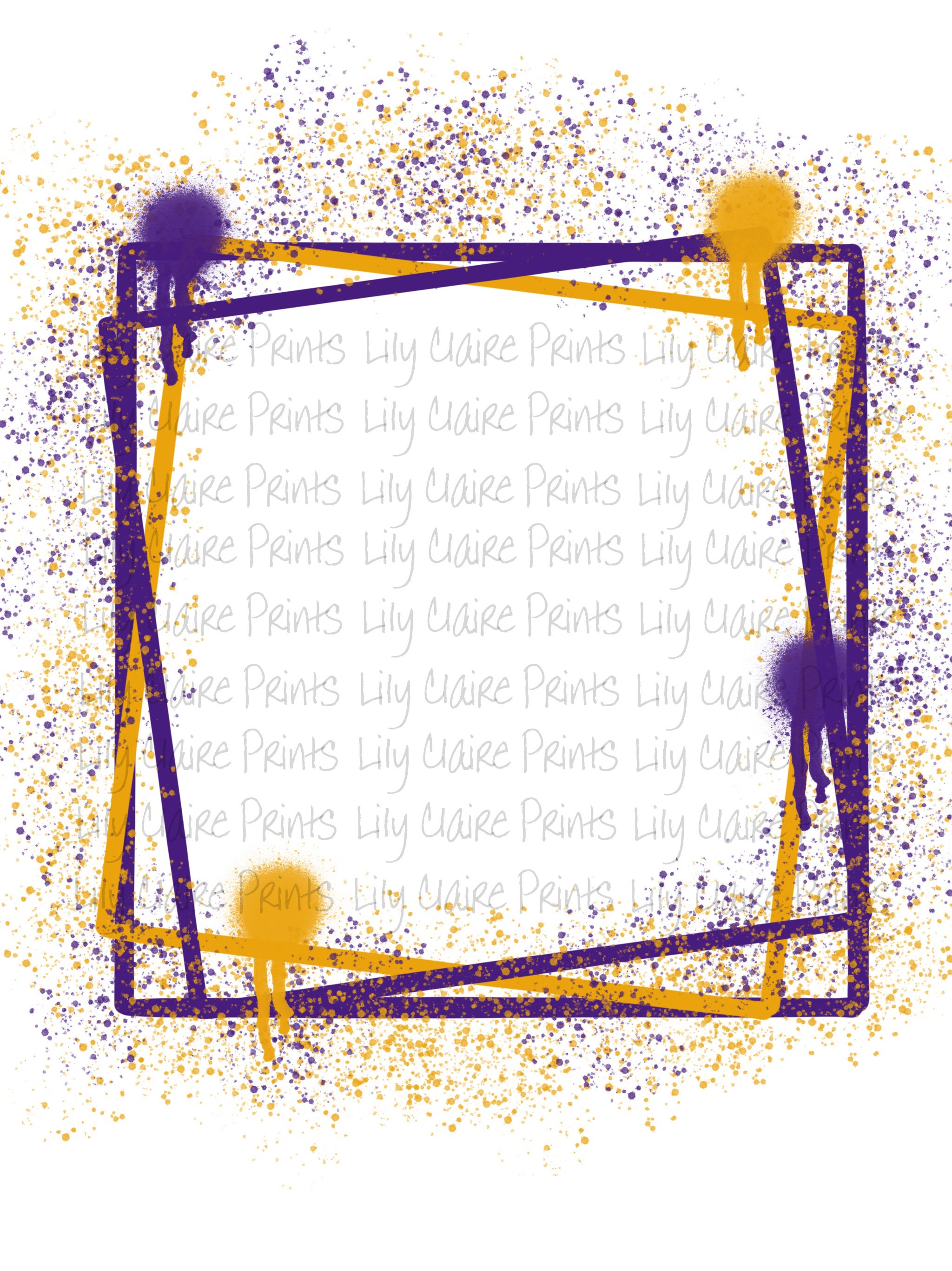 Purple Gold Paint Splatter Frame Background PNG Sublimation - Etsy