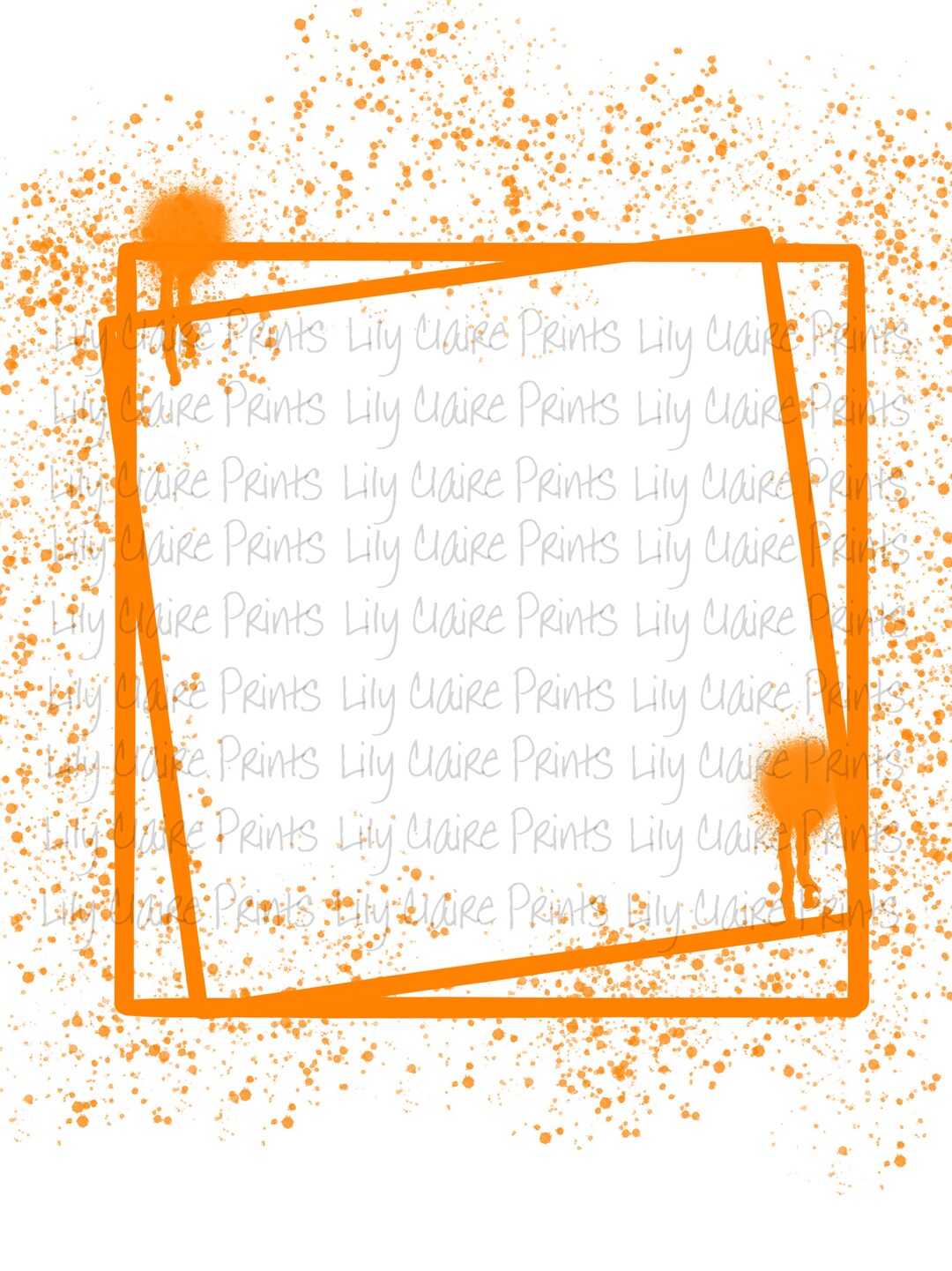 Orange Paint Splatter Frame Background PNG, Sublimation, Transparent ...
