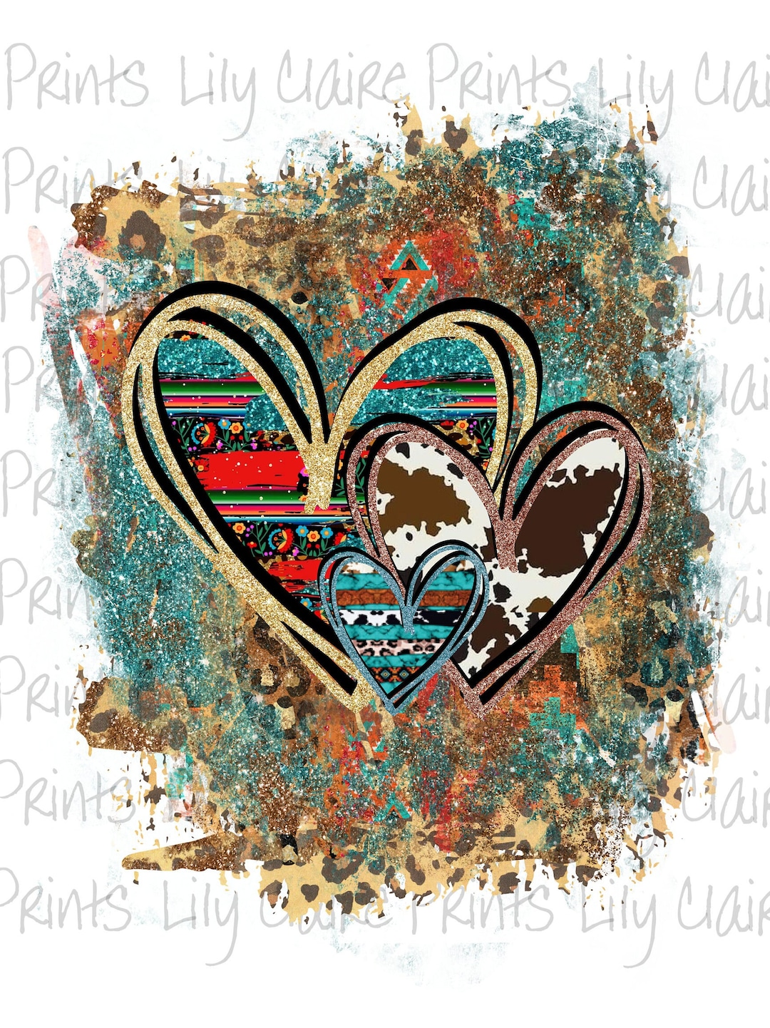 Western Heart Leopard Serape PNG, Sublimation, Western Element ...