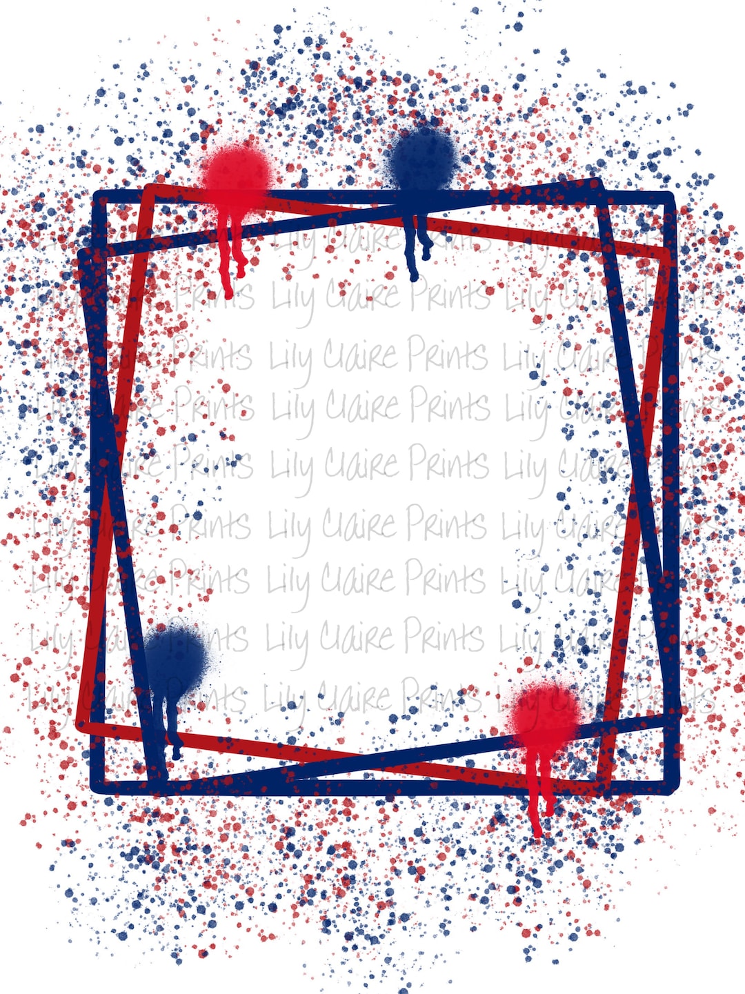 Red Blue Paint Splatter Frame Background PNG, Sublimation, Transparent ...