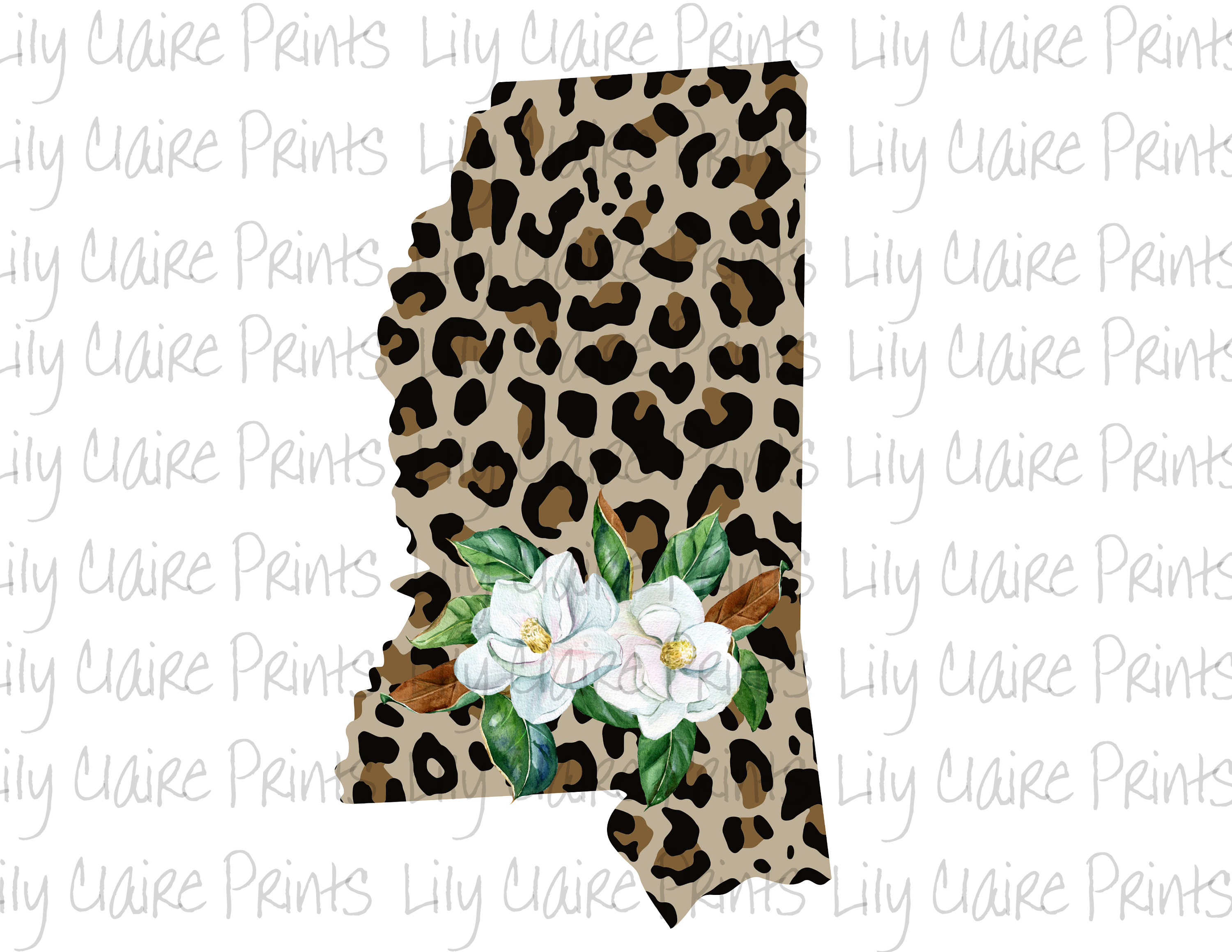 Mississippi Leopard Magnolia Sublimation PNG Digital - Etsy