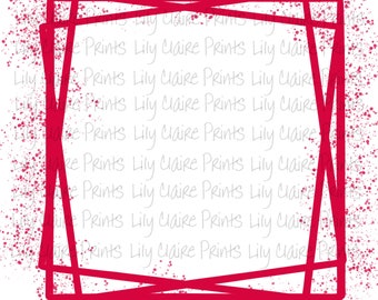 Red Blue Paint Splatter Frame Background PNG Sublimation | Etsy