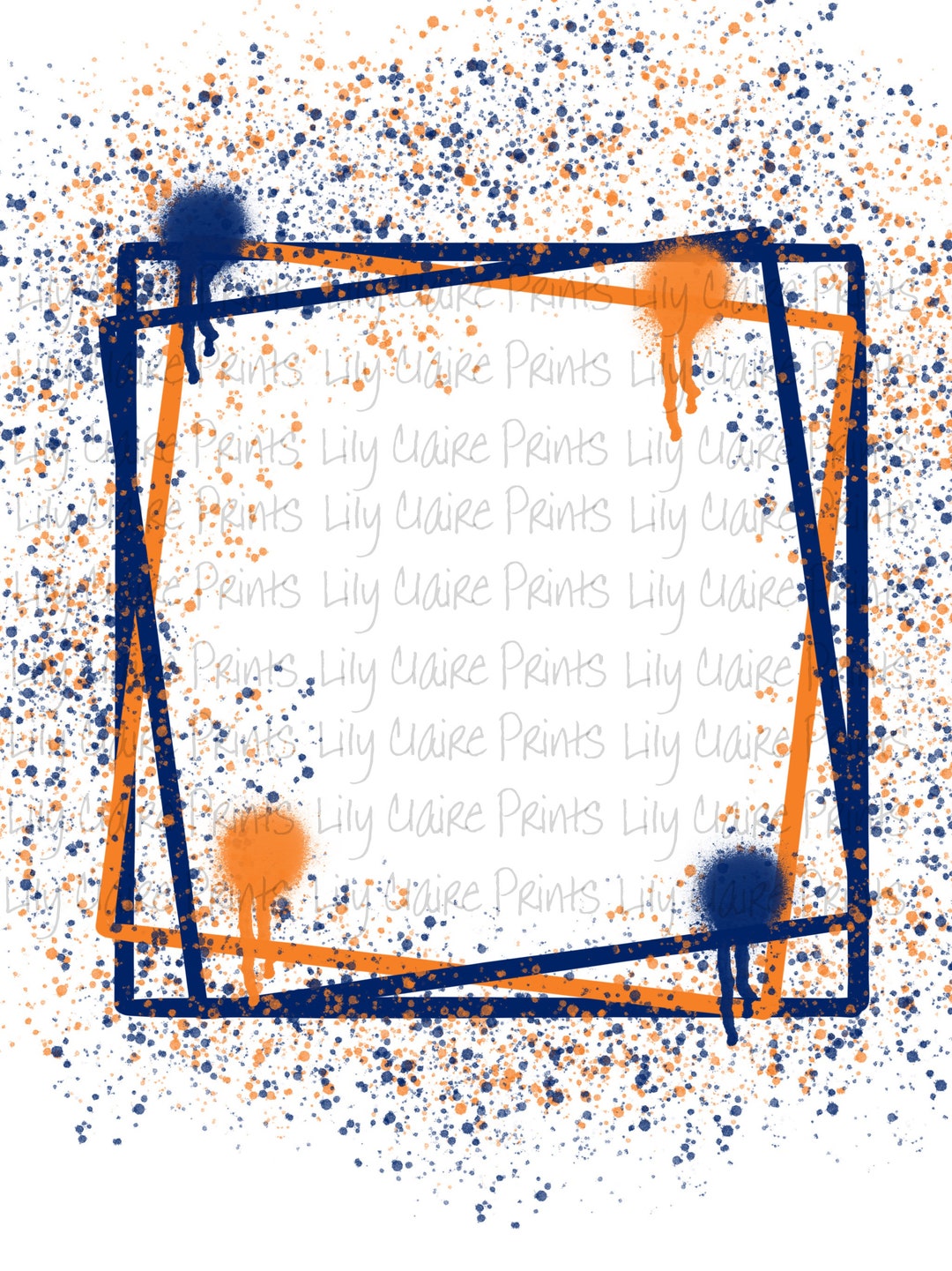 Blue Orange Paint Splatter Frame Background PNG, Sublimation ...