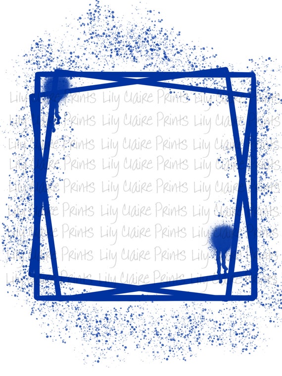 Blue Paint Splatter Frame Background PNG Sublimation - Etsy