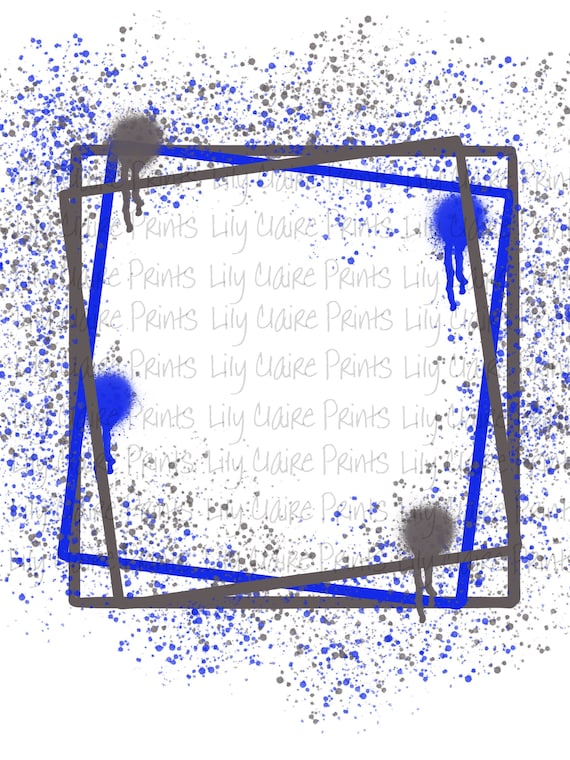 Blue Grey Gray Paint Splatter Frame Background PNG | Etsy