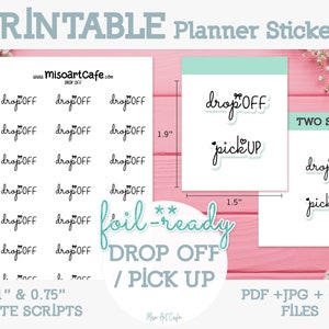 Drop off / Pick up Script Printable Planner Stickers Instant - Etsy