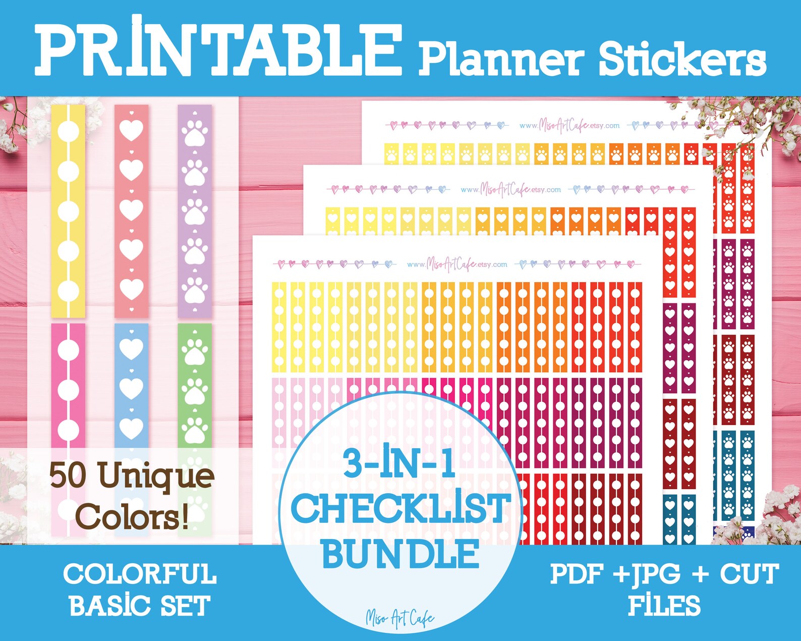 3-in-1 Colorful Checklist Printable Planner Stickers Daily | Etsy