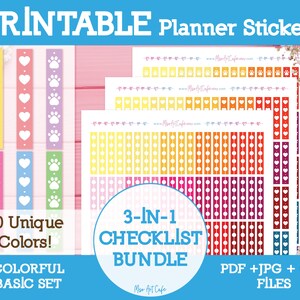 3-in-1 Colorful Checklist Printable Planner Stickers Daily Planner ...