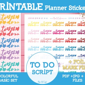To Do Printable Script Lettering Planner Stickers Instant - Etsy
