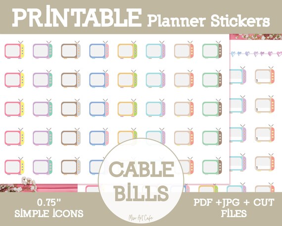 Cable Bill Printable Planner Stickers Icon Stickers for | Etsy