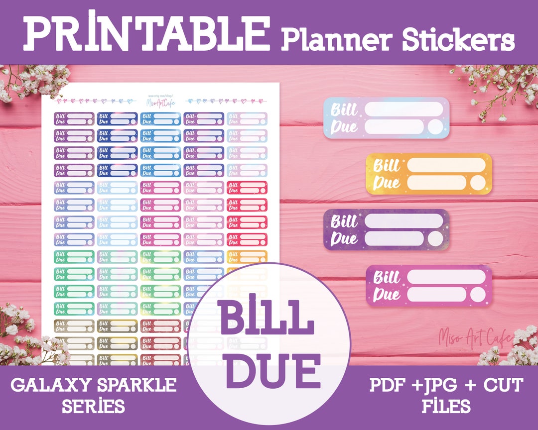 Bill Due Printable Planner Stickers Instant Download Monthly Planner ...