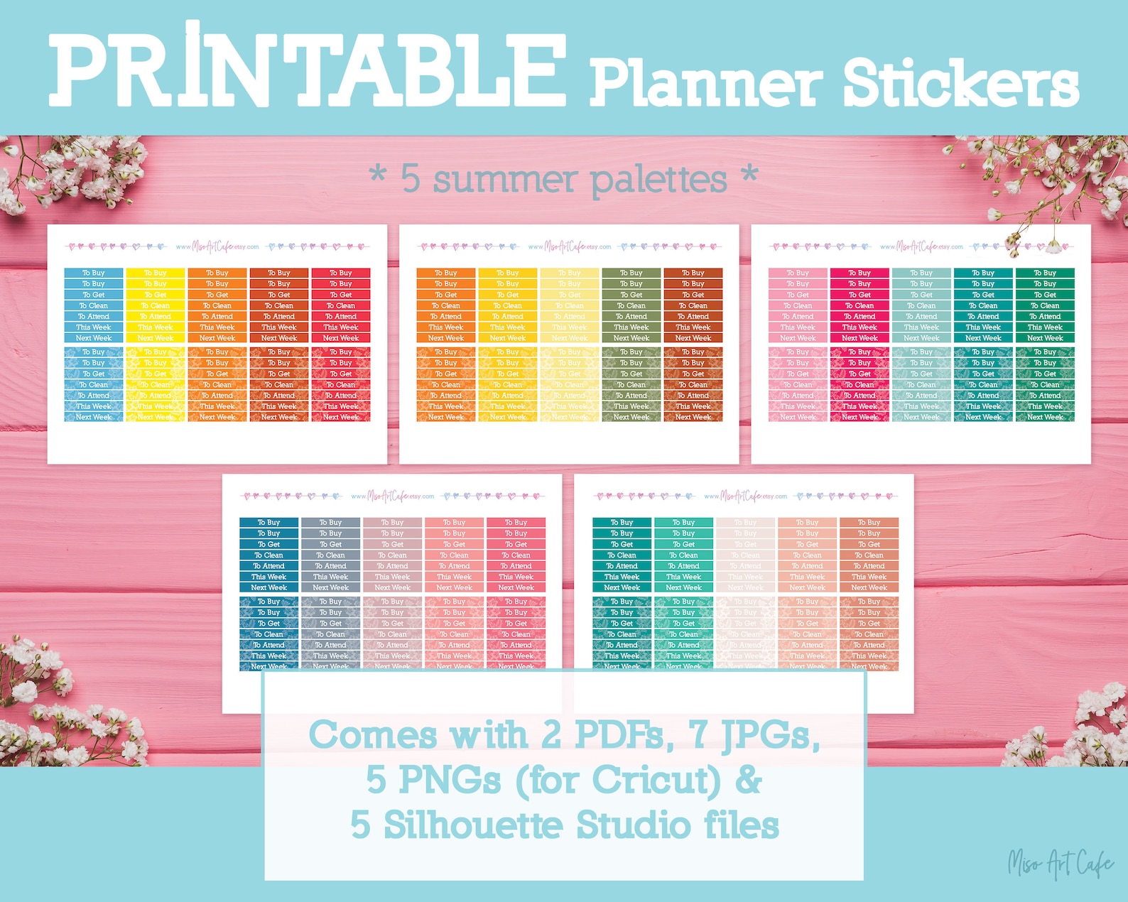 Summer Tasks Headers Printable Functional Planner Stickers - Etsy