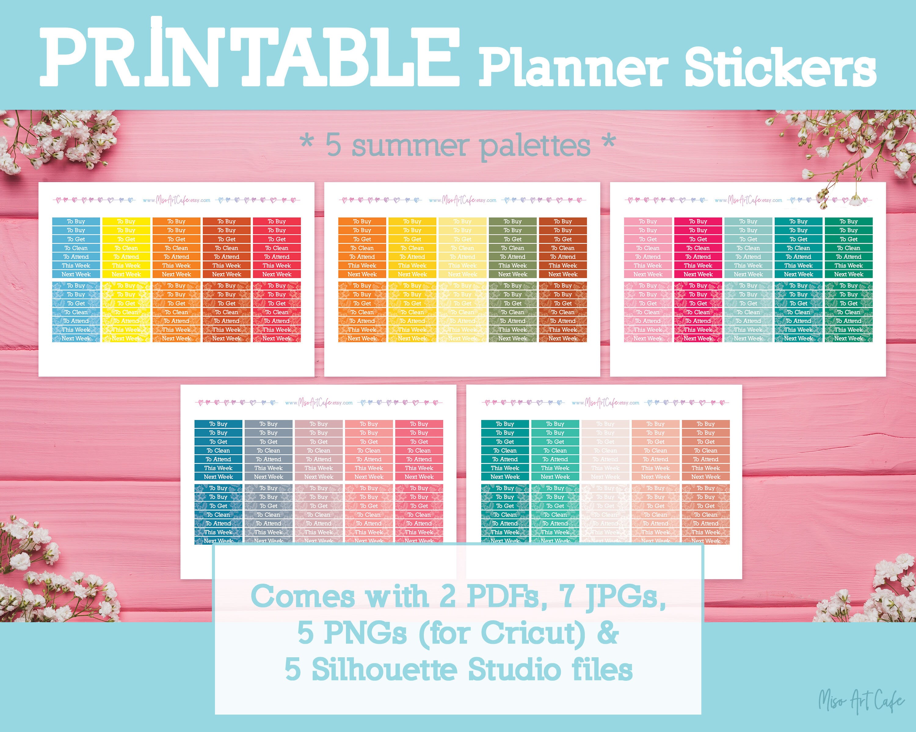 Summer Tasks Headers Printable Functional Planner Stickers - Etsy