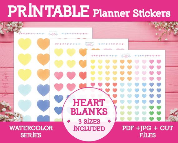 Blank Heart Printable Planner Stickers Instant Download | Etsy