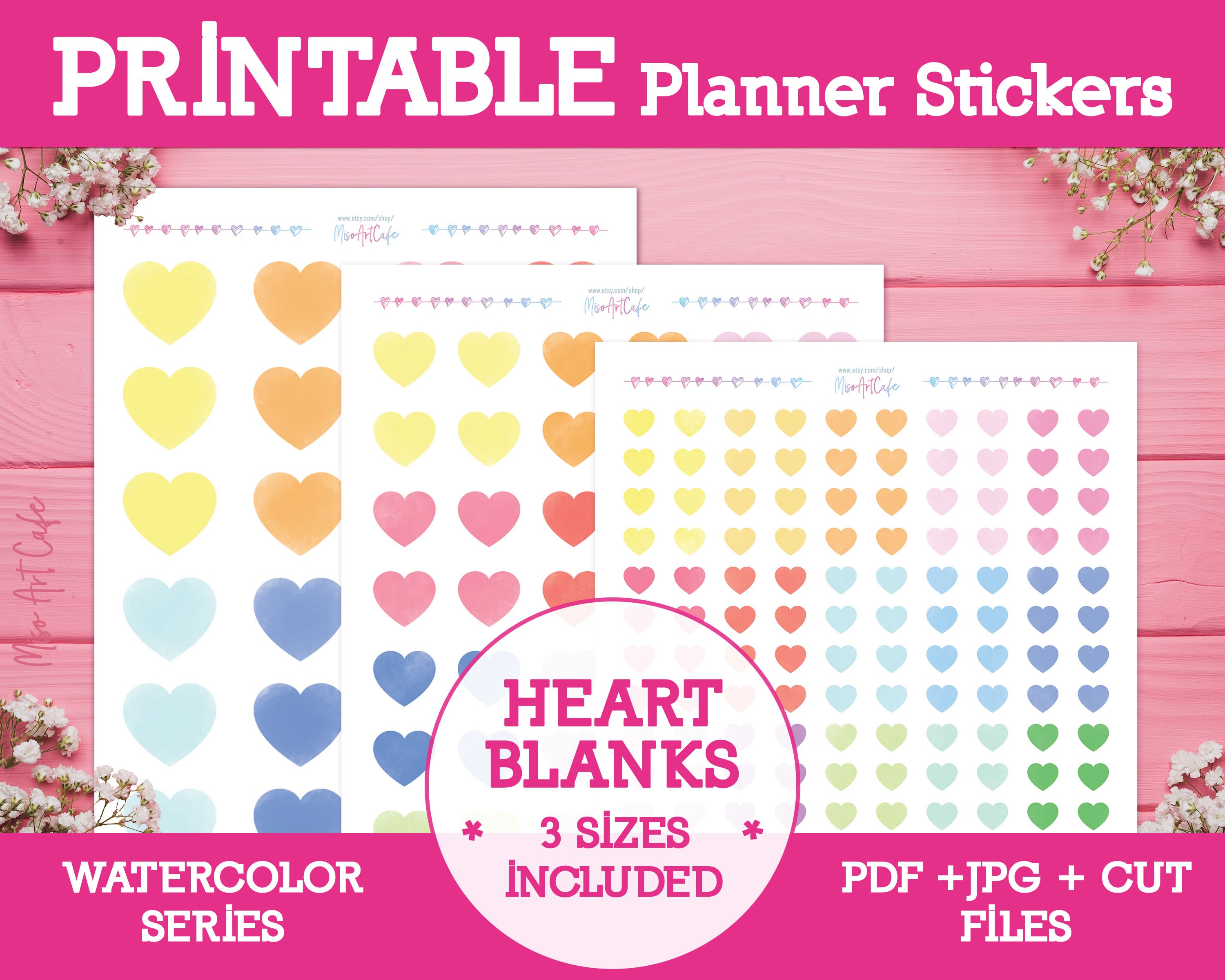 Blank Heart Printable Planner Stickers Instant Download | Etsy