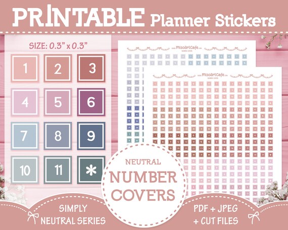 Number Covers Printable Functional Planner Stickers Instant - Etsy