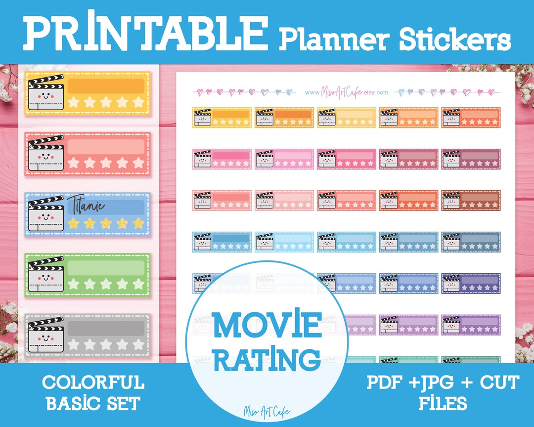 Movie Rating Printable Functional Planner Stickers Instant Download ...
