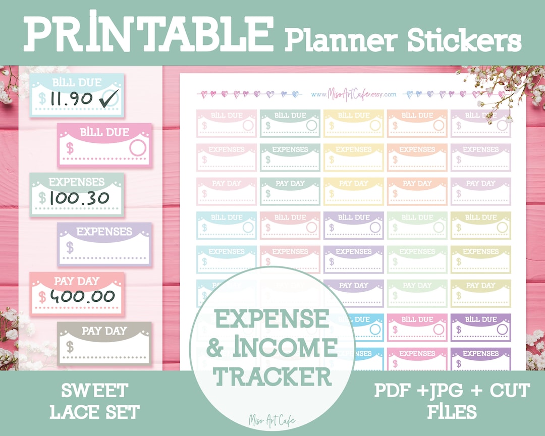 Expense & Income Tracker Budget Printable Planner Stickers Instant ...