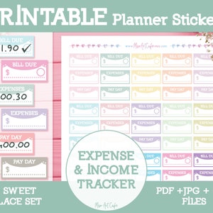 Expense & Income Tracker Budget Printable Planner Stickers Instant ...