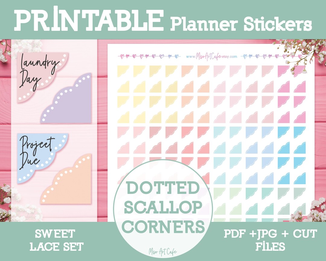 Scallop Corners Printable Planner Stickers Daily Planner Student ...